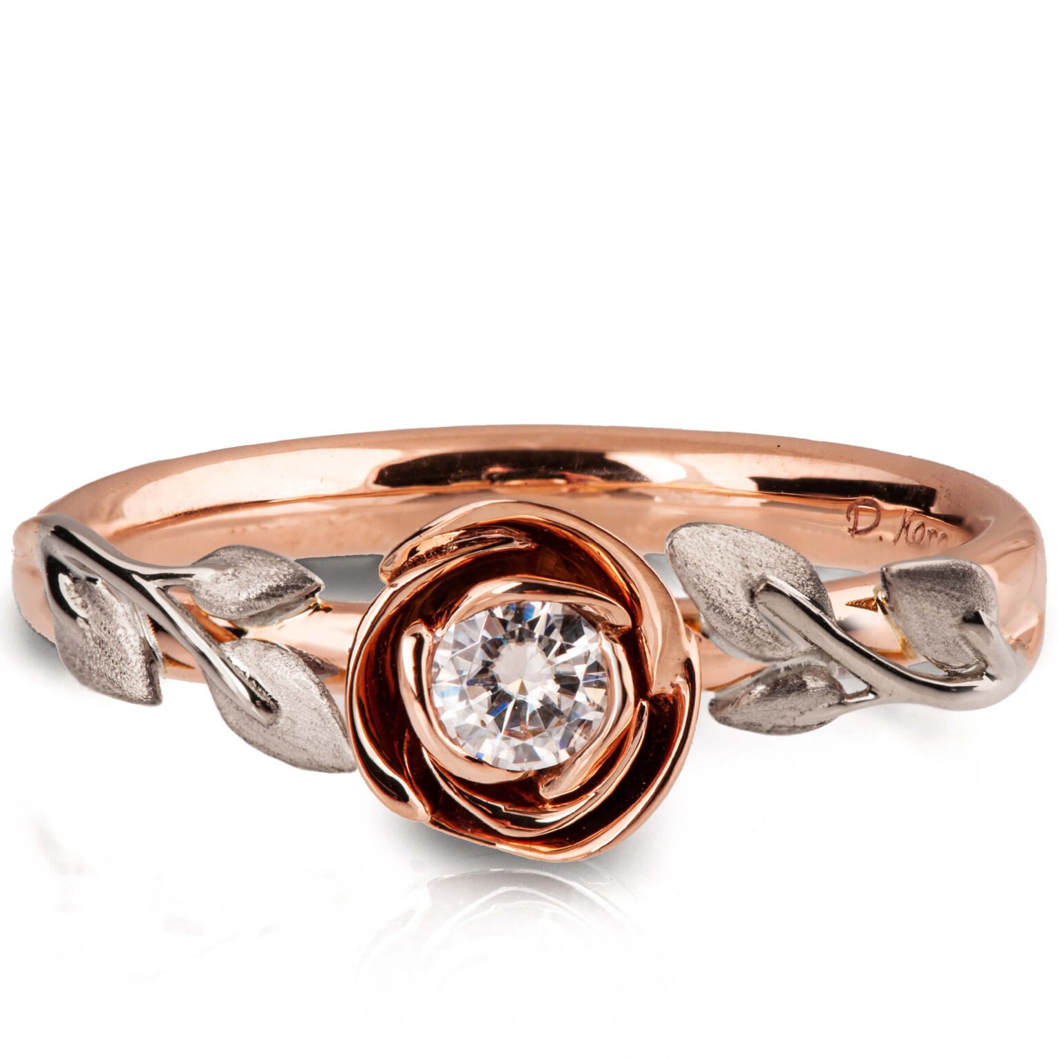 Raw Diamond Twig Engagement Ring Rose Gold 31 - Doron Merav